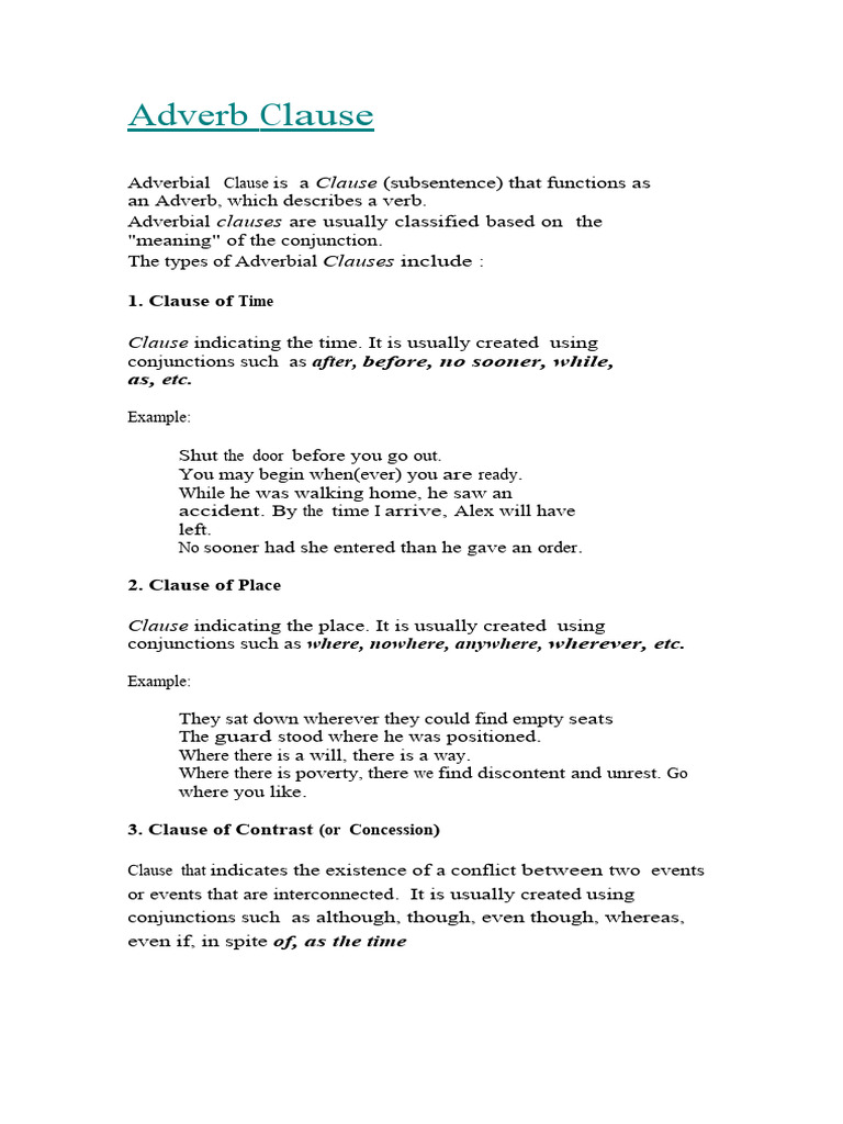 adverb clause | PDF | Adverb | Clause
