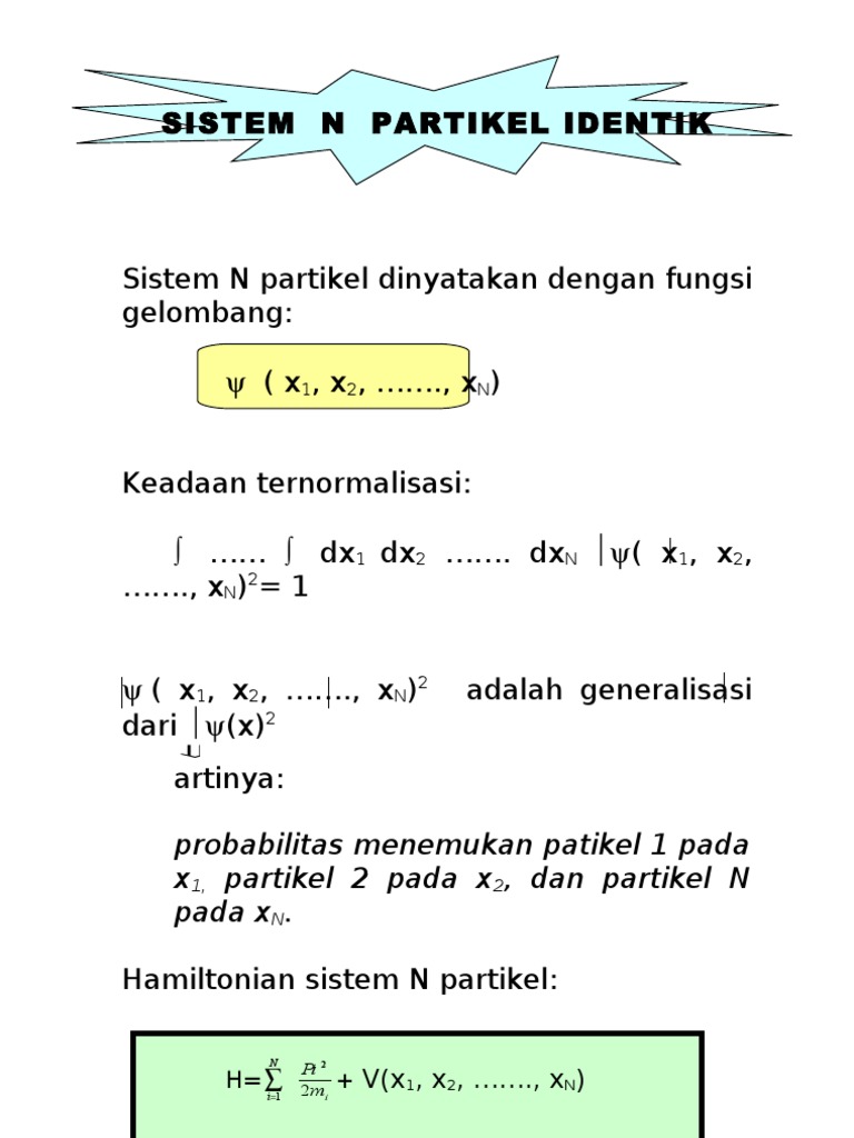 Fungsi Gelombang Sistem N Partikel | PDF