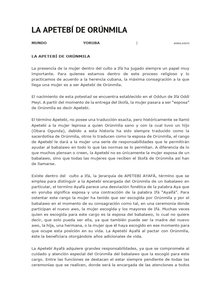 Apetebi de Orumnila | PDF