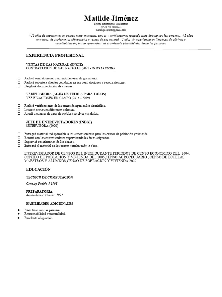 Curriculum Matilde | PDF