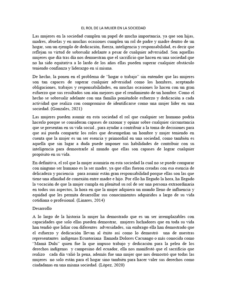 EL ROL DE LA MUJER EN LA SOCIEDAD Completo | PDF | Mujer | Liderazgo