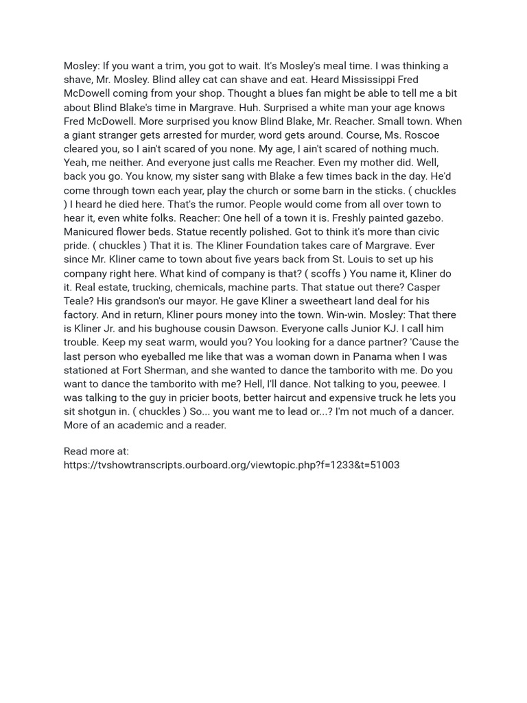 Reacher's Encounter with Mosley in Margrave | PDF