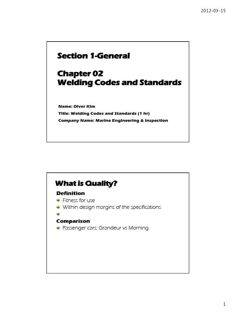 Overview of Welding Codes and Standards | PDF | Specification ...