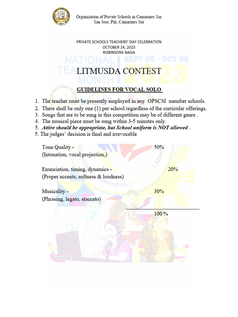 Private Schools Teachers Day Litmusda | PDF | Poetry | Singing