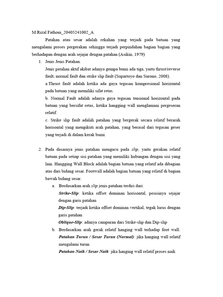 Definisi Patahan Dan Jenis Patahan | PDF