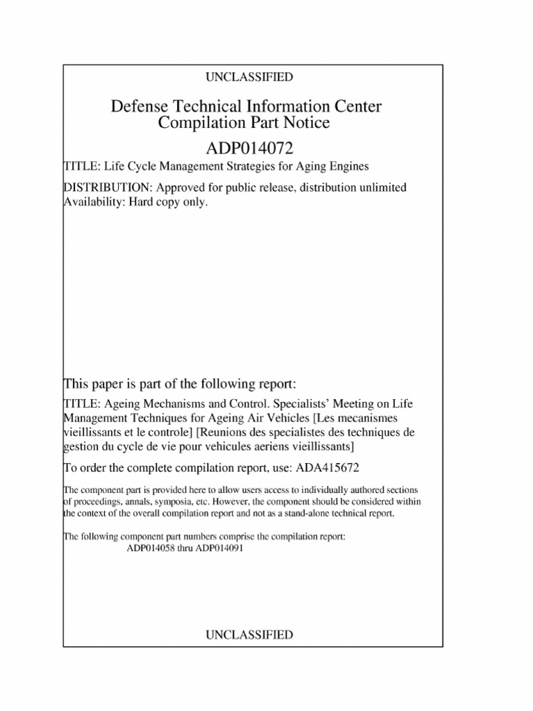 Life Cycle Management Strategies For Aging Engines | PDF