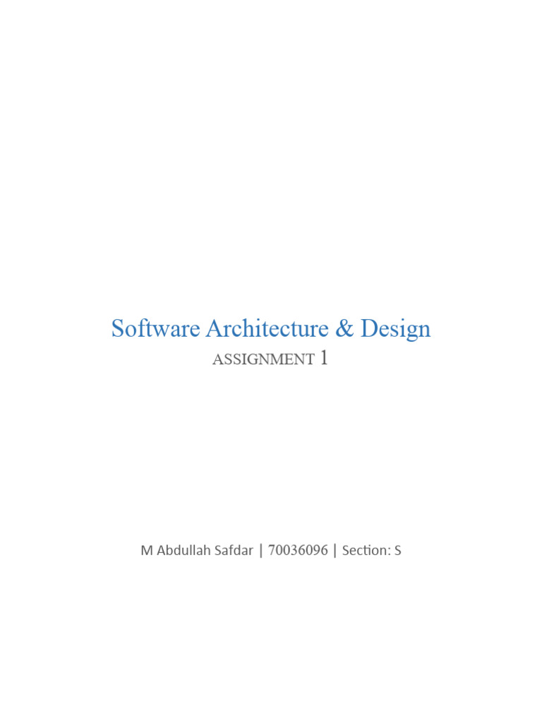 Assg 1 | PDF | System | Software Architecture