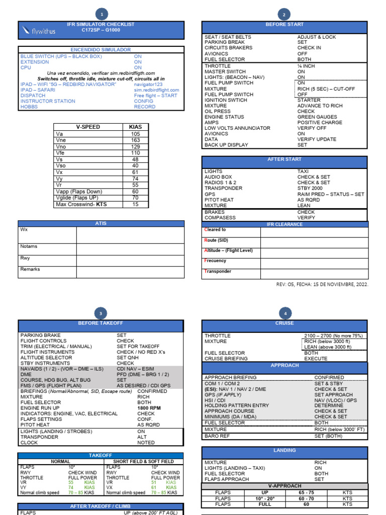 Checklist Sim - C172SP | PDF | Turbine Engine Failure | Ignition System