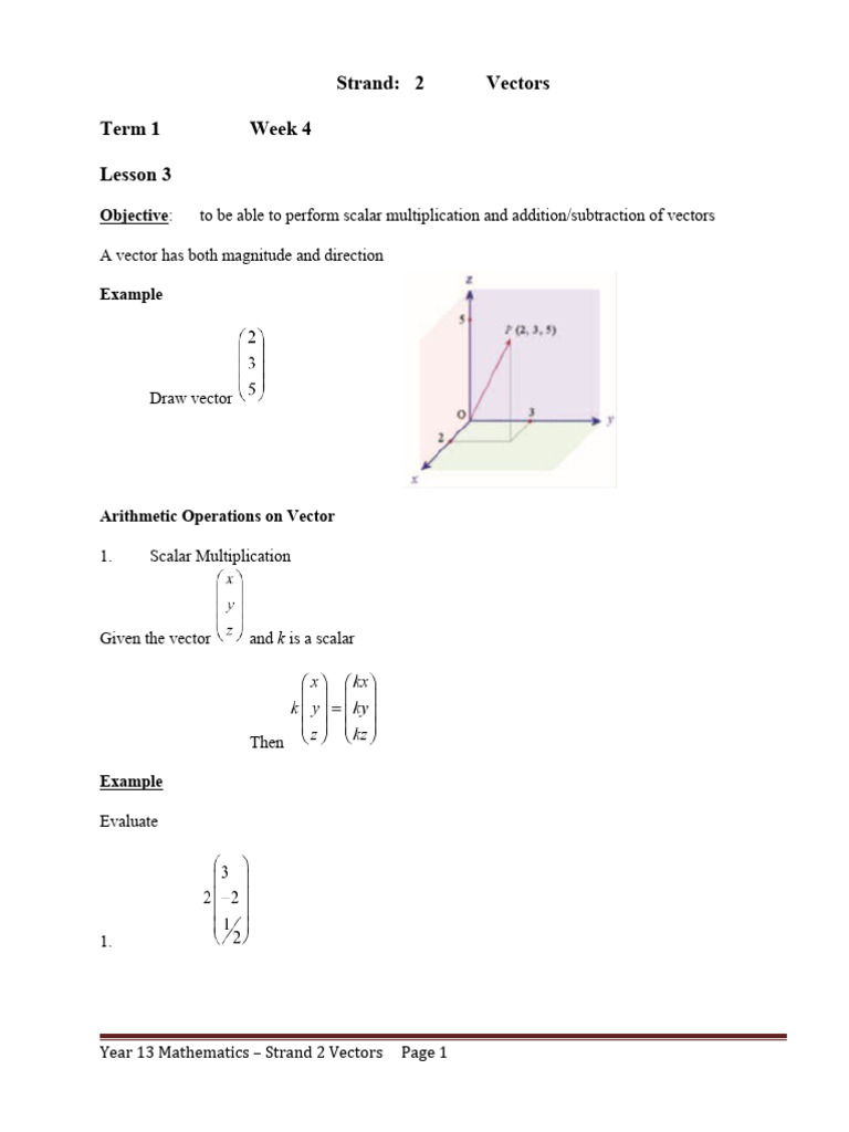 Year 13 Vectors: Operations & Equations | PDF | Teaching Methods & Materials | Science & Mathematics