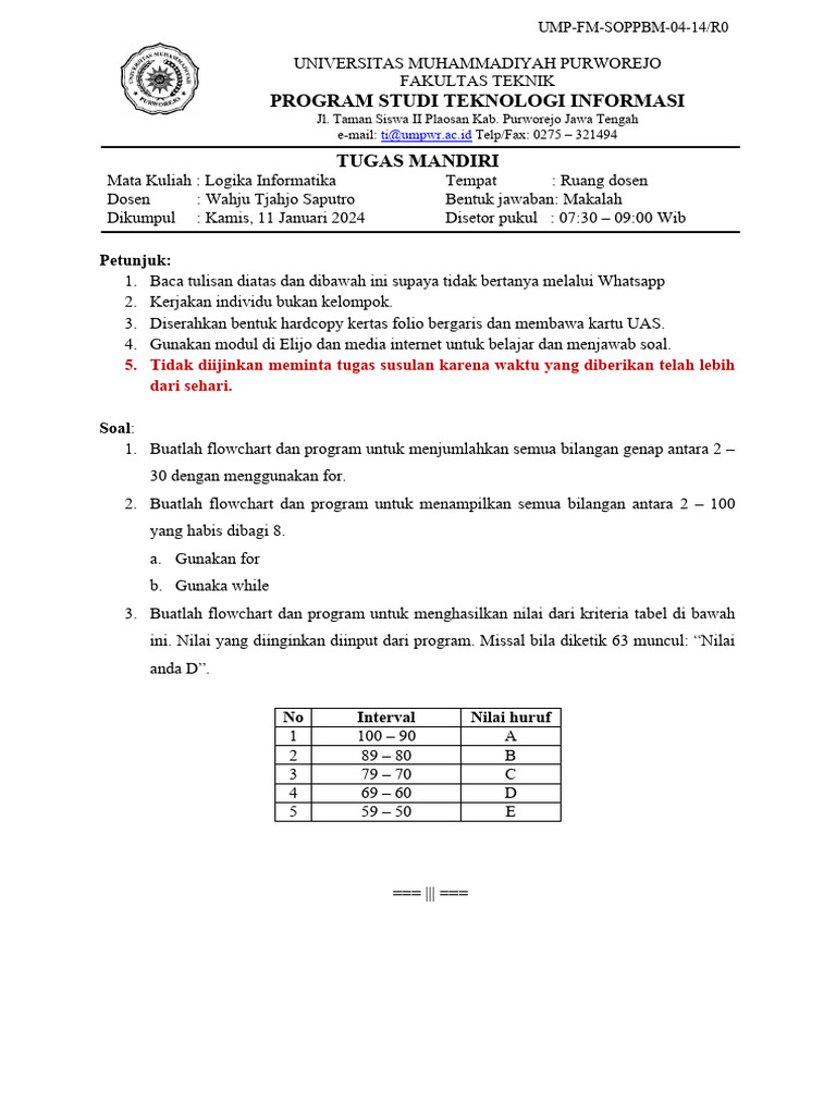 Tugas Teori Logika Informatika | PDF