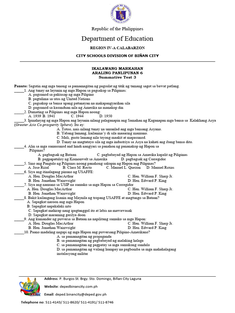 Q2 AP Lagumang Pagsusulit 3 | PDF