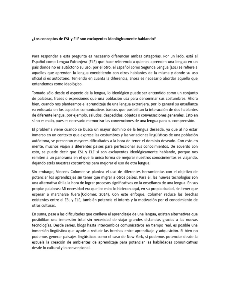 Taller | PDF | Segundo lenguaje | Aprendizaje