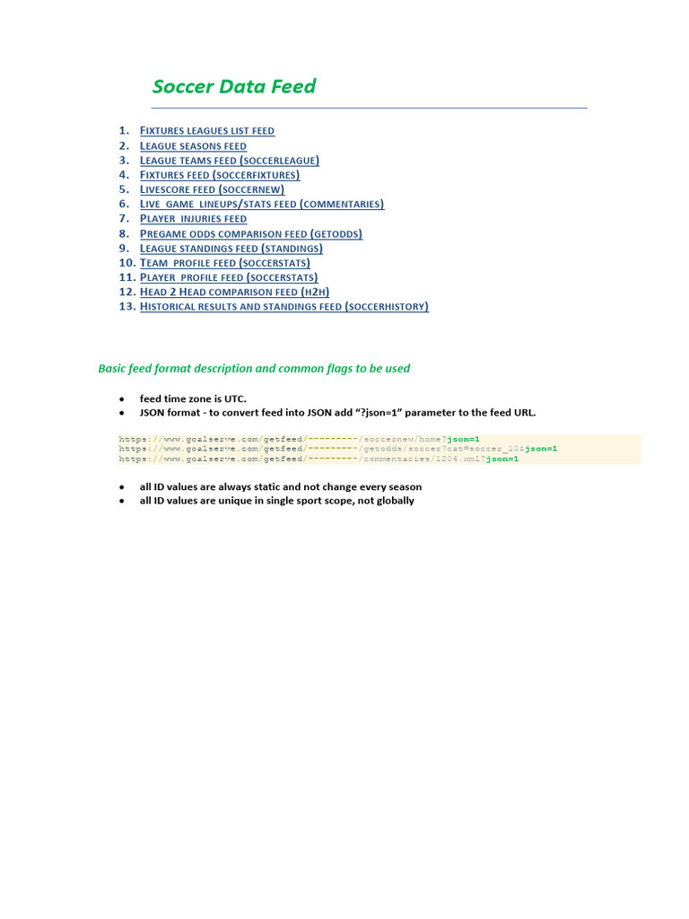 Soccer Data Feed | PDF
