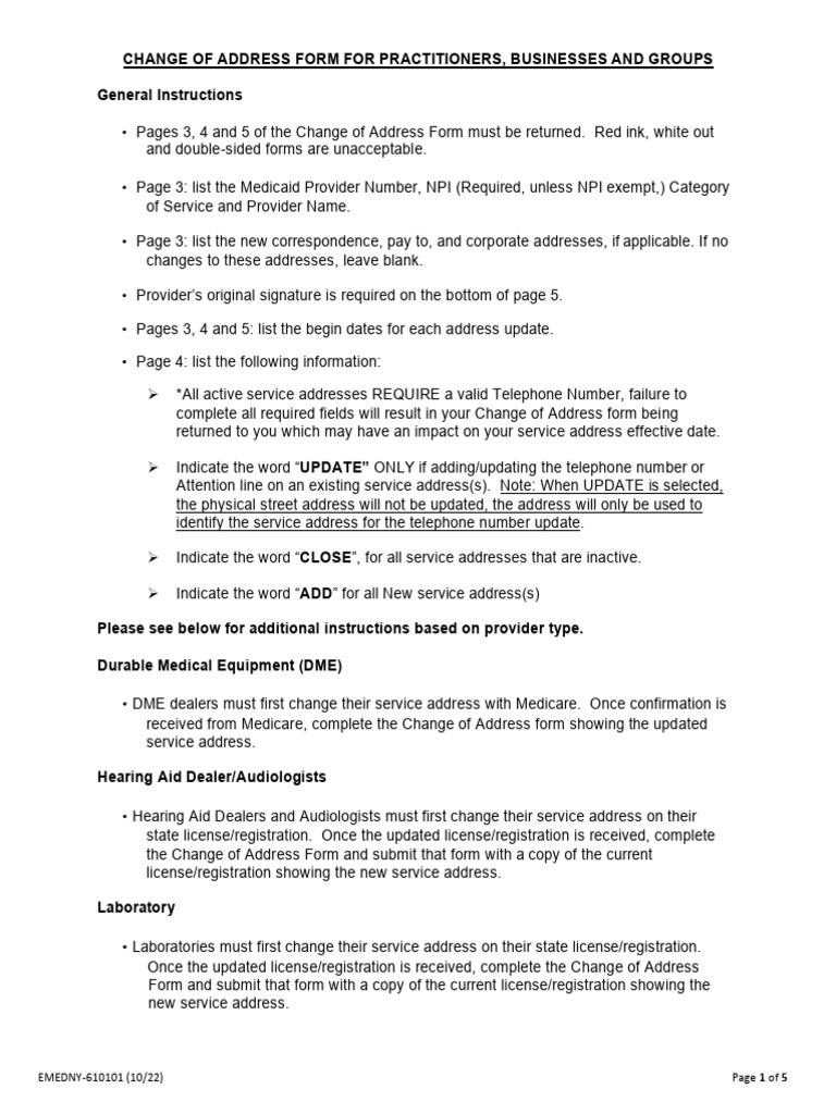 BPGCOA FRM Address Change Form | PDF | Medicare (United States ...