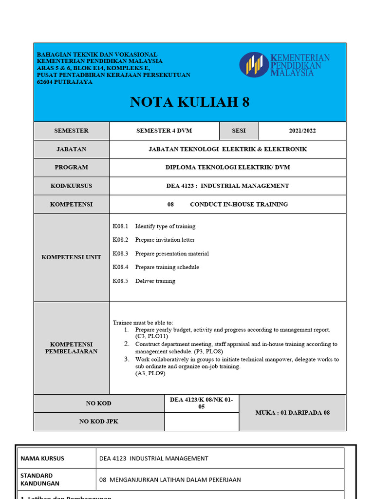 Nota Latihan Dalam Pekerjaan DVM | PDF | Bisnis