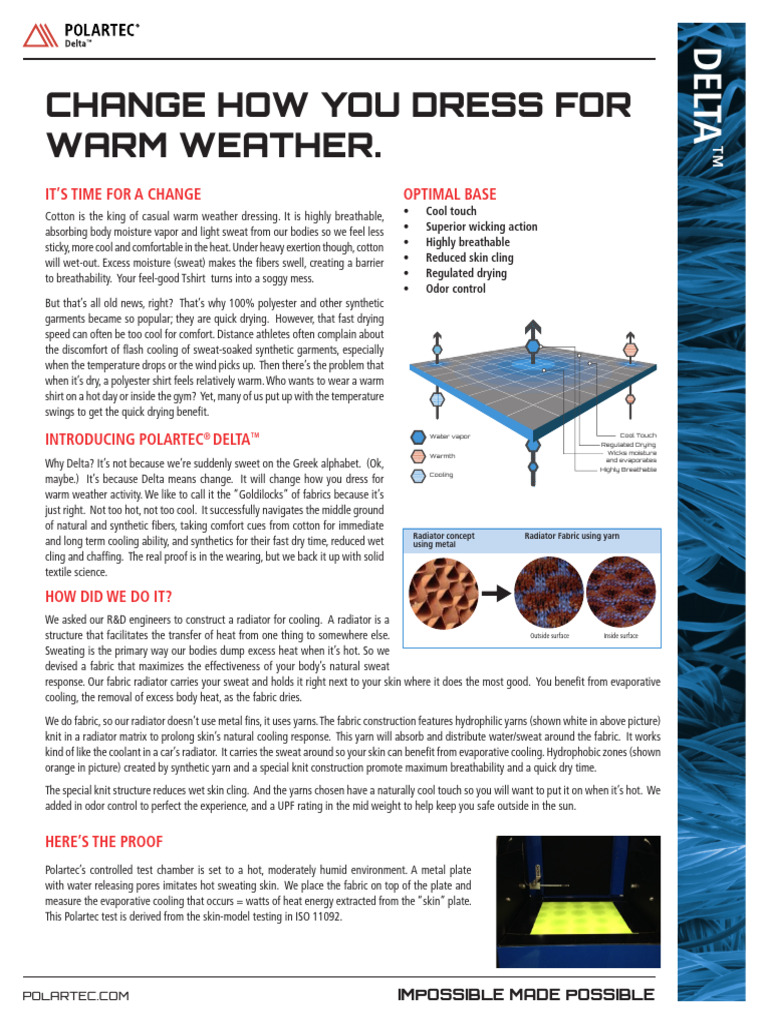 polartec-delta-fact-sheet | PDF | Textiles | Radiator