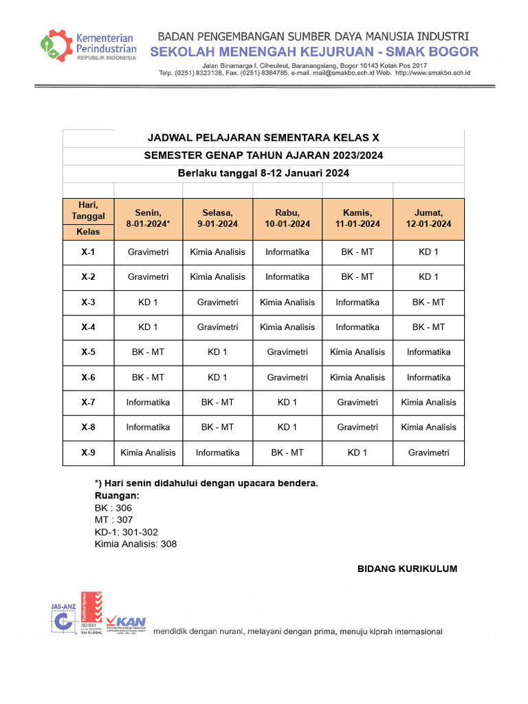 Jadwal Sementara Semester Genap 2023-2024 | PDF