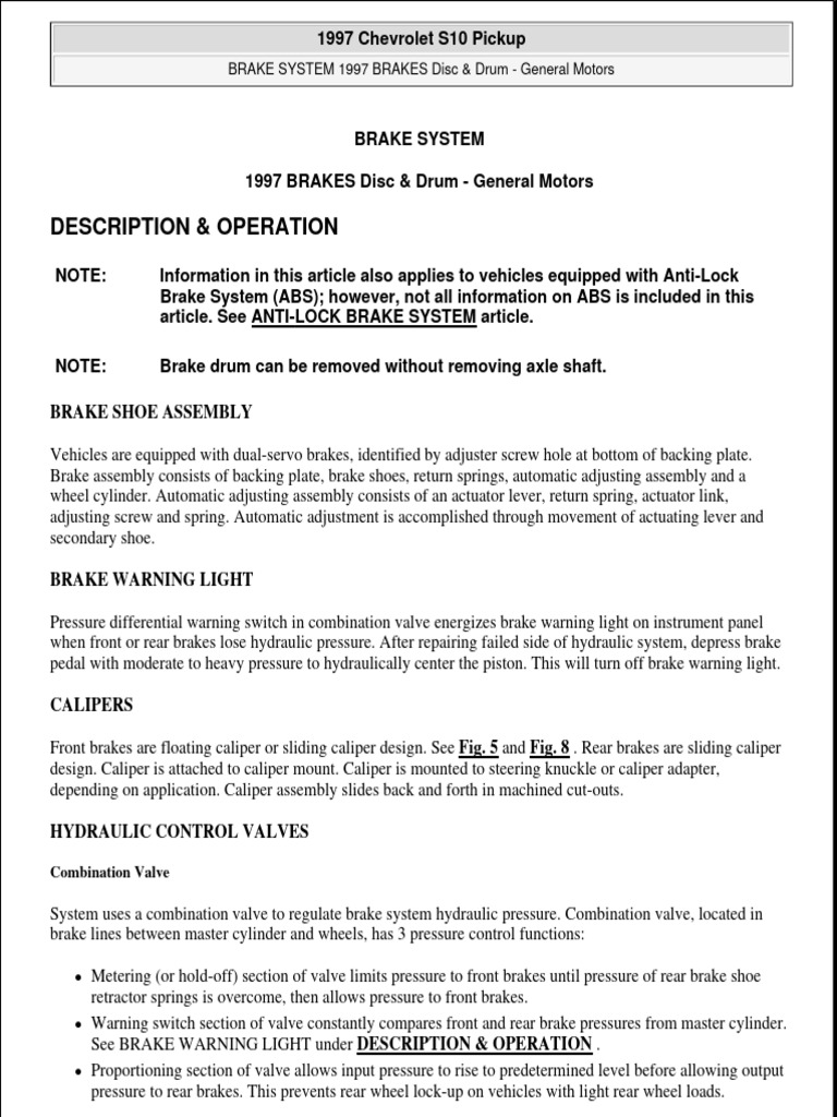 Brakes Chevro S10 1997 | PDF | Anti Lock Braking System | Axle
