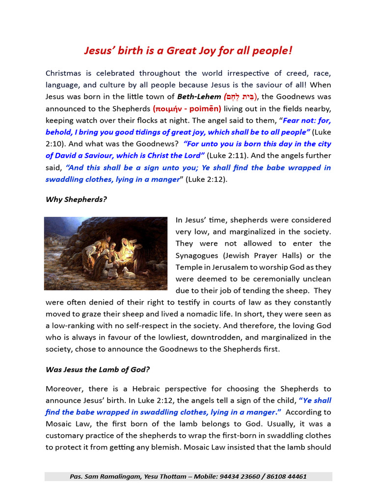 Jesus' Birth Is Joy To All People | PDF | Lamb Of God | Jesus