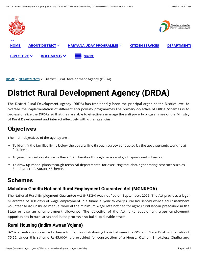 Mahendragarh Rural Development Schemes | PDF | Economies | Government ...