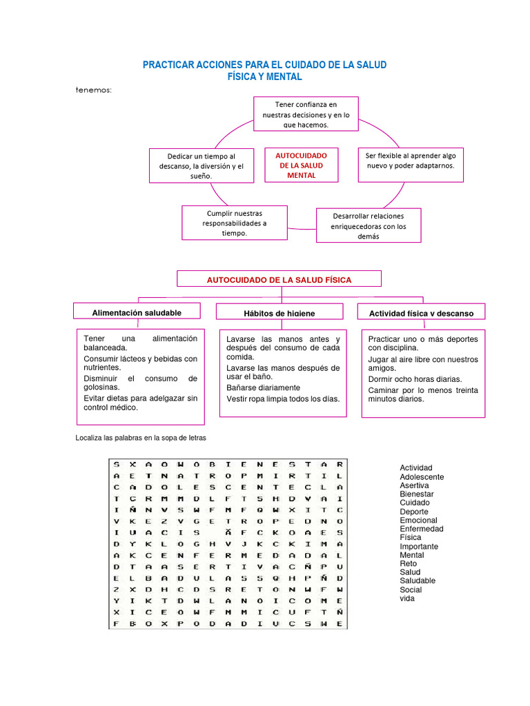 Practicar Acciones para El Cuidado de La Salud | PDF