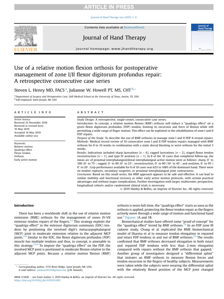 Ortosis Modifica para Repracion de Flexores Zona I-IIhenry2019 | PDF ...