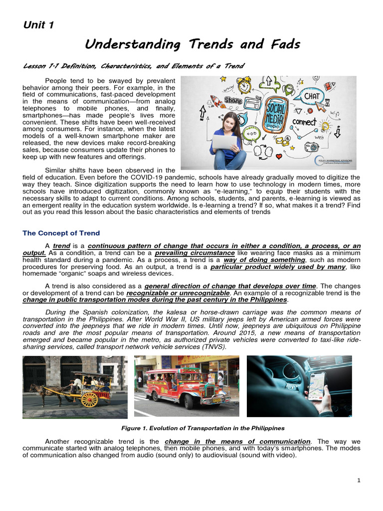 UNIT 1 Understanding Trends and Fads L1L2 | PDF | Social Media ...