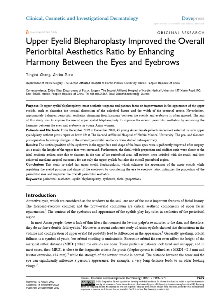 Upper Eyelid Blepharoplasty Improved The Overall Periorbital Aesthetics ...