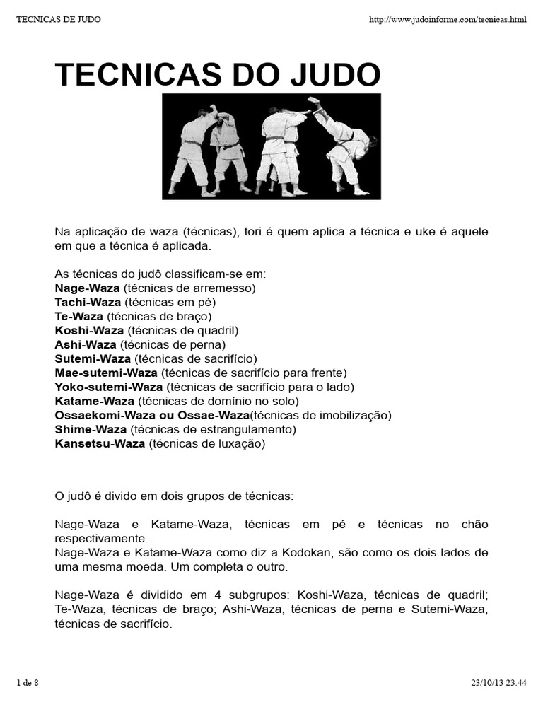 TECNICAS DE JUDO | PDF | Judô | Artes marciais japonesas