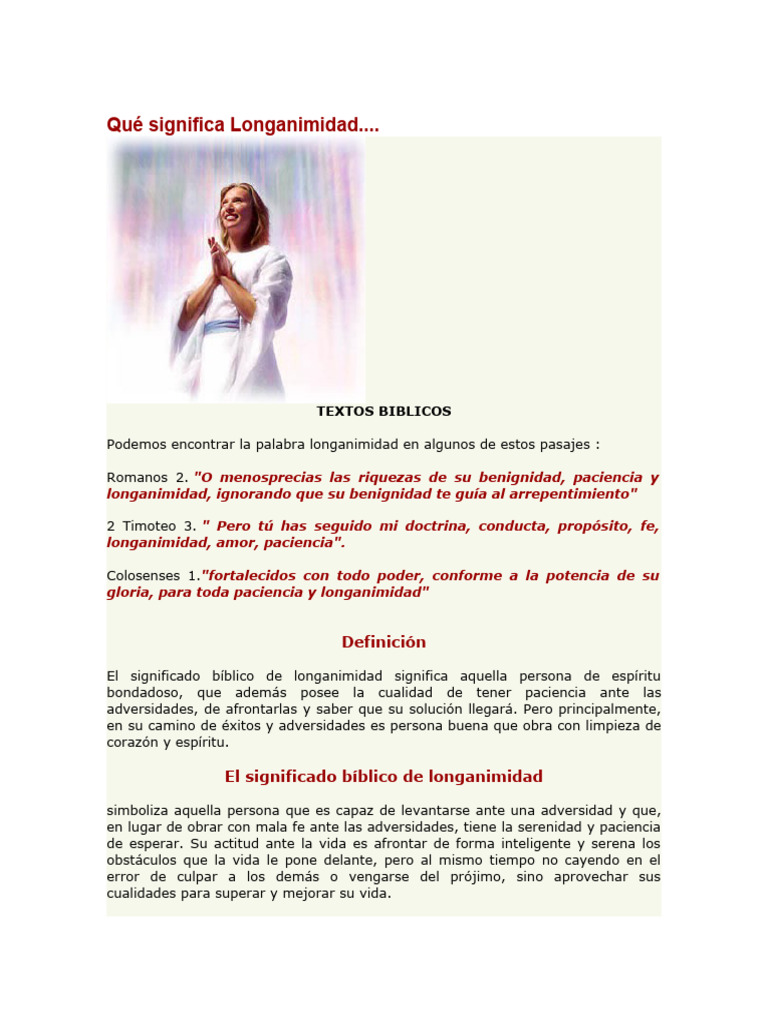 Qué Significa Longanimidad | PDF | Fruto Del Espiritu Santo | Paciencia
