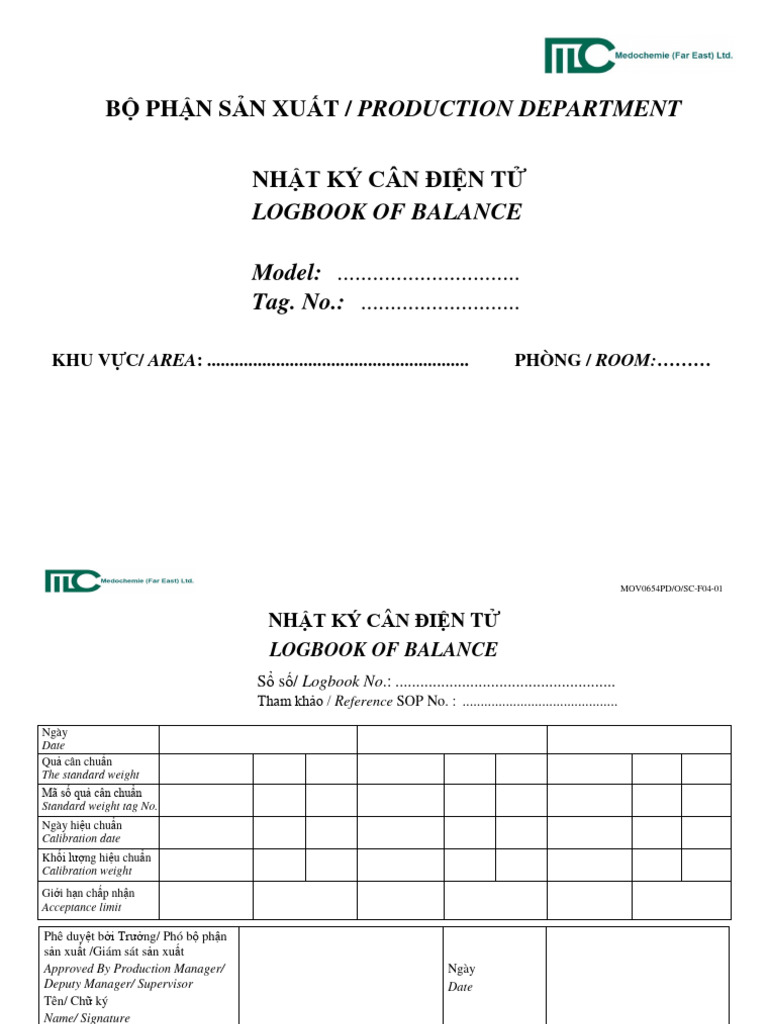 MOV654PDOSC-F04-01 Logbook Templates For Balance | PDF