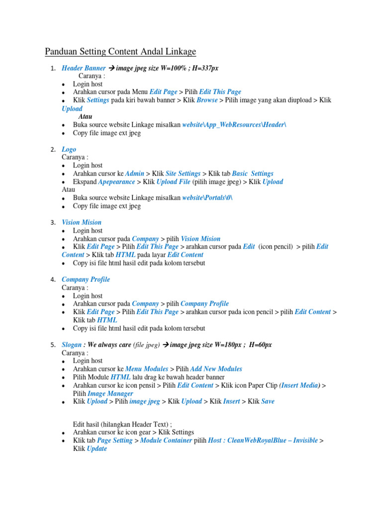 Panduan Setting Content Andal Linkage - General | PDF