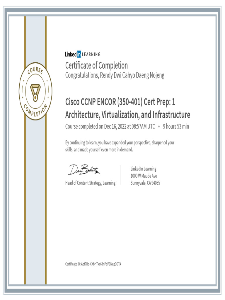 Certificateofcompletion Cisco Ccnp Encor 350401 Cert Prep 1