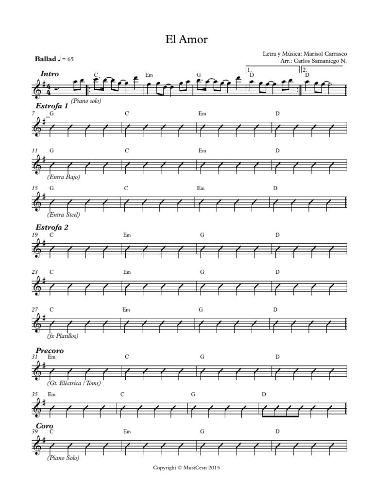 El Amor - Partitura Completa | PDF
