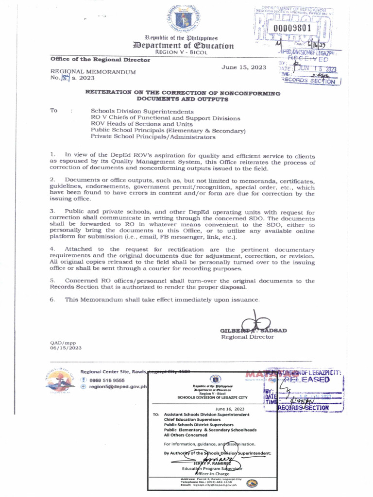 FYI Reiteration On The Correction of Nonconforming Documents and ...