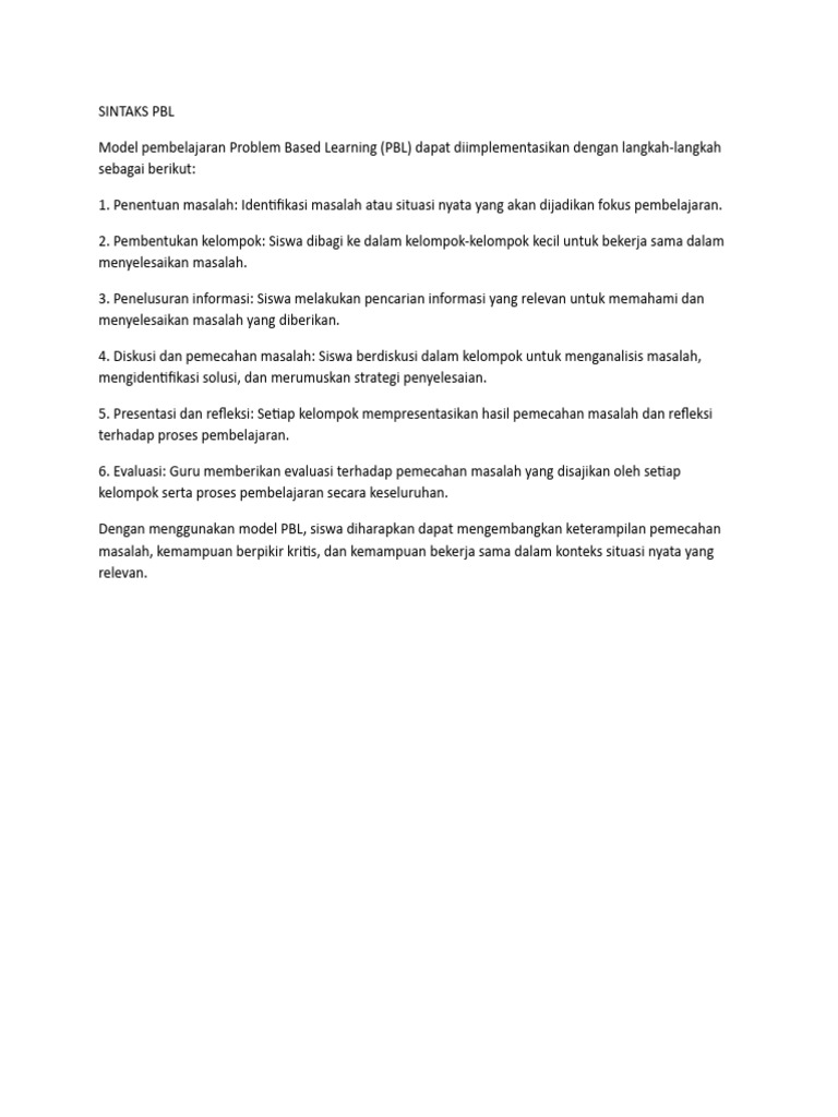 Sintaks PBL | PDF