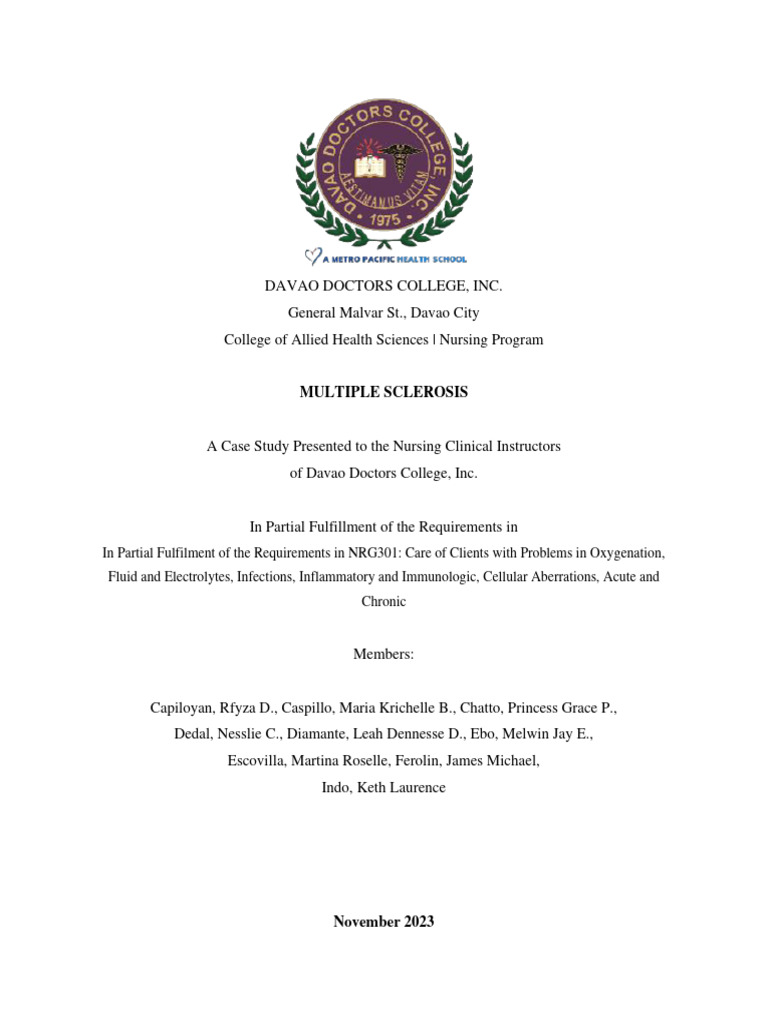 Group 38 Case | PDF | Multiple Sclerosis | Spinal Cord
