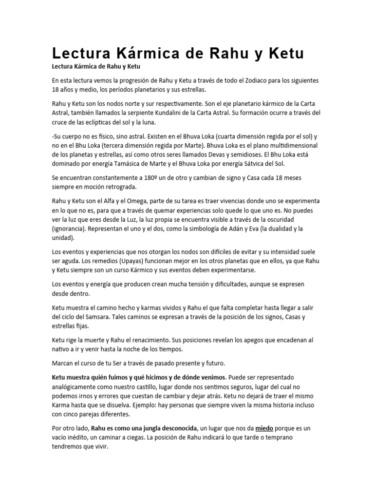Rahu y Ketu: Guía Kármica Zodiacal | PDF