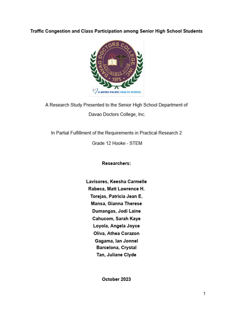 Traffic Congestion and Student Engagement | PDF