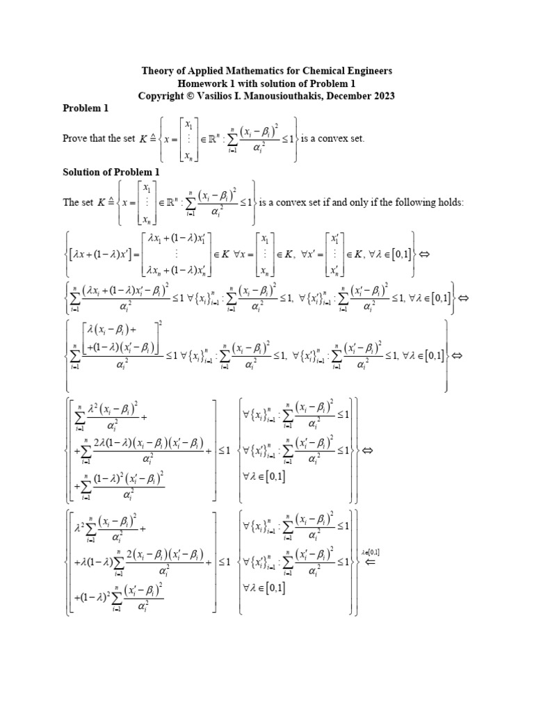 2023 HW1 W Solution Problem 1 | PDF | Mathematics | Applied Mathematics