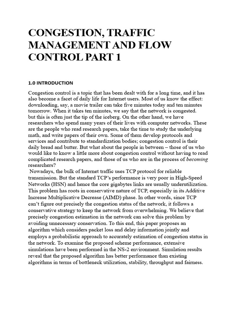 CONGESTION | PDF | Transmission Control Protocol | Network Congestion