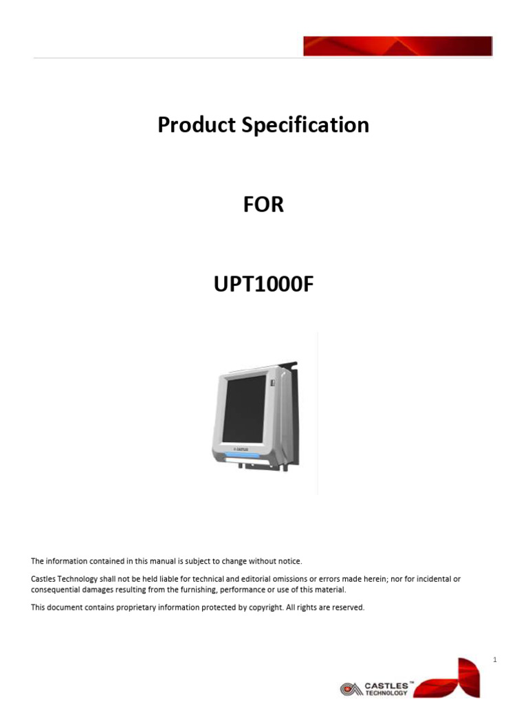 UPT1000F Product Specifcation v1.5 | PDF | Usb | Emv