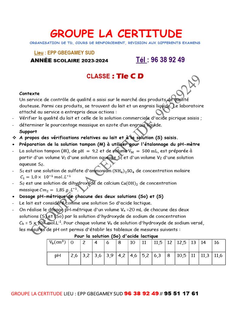 Tle CD PCT | PDF | Ammonium | Ph