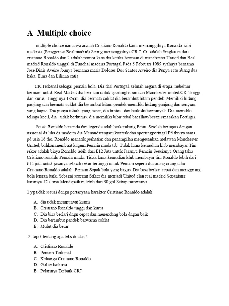 A Multiple Choice | PDF