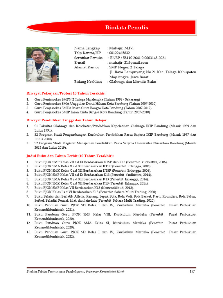 09 Biodata Penulis _ Penelaah SD I_01_07_2022_FINAL | PDF
