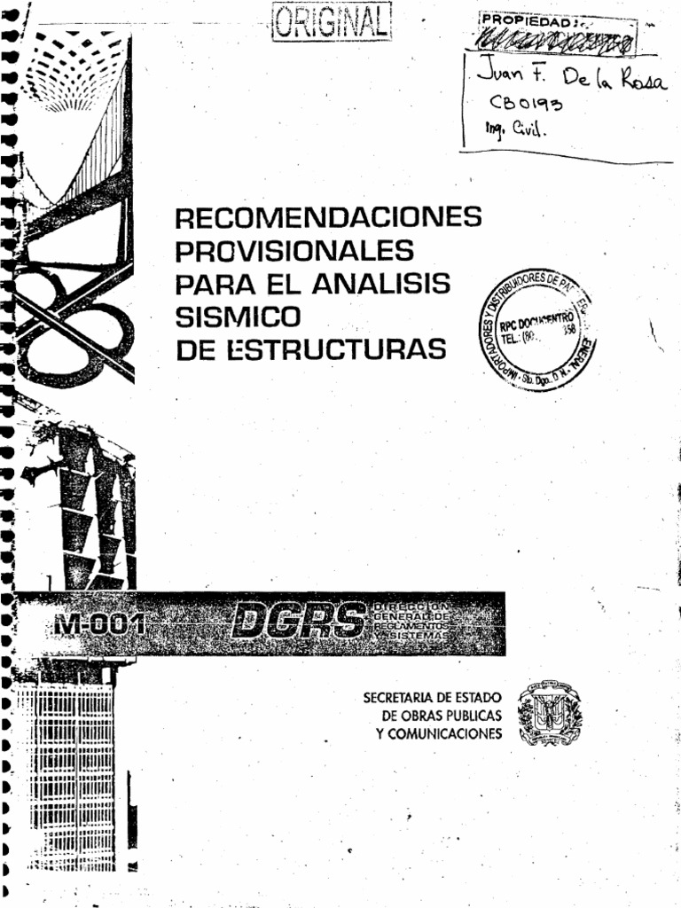 Recomendaciones Provisionales Para El Analisis Sismico De Estructuras