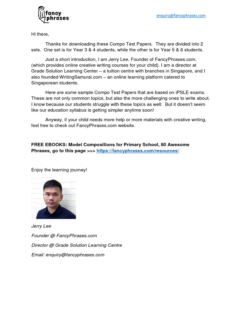 Compo Test Papers for Primary Students | PDF | Career & Growth