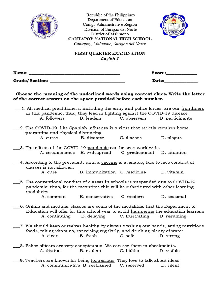 English 8 First Quarter | PDF