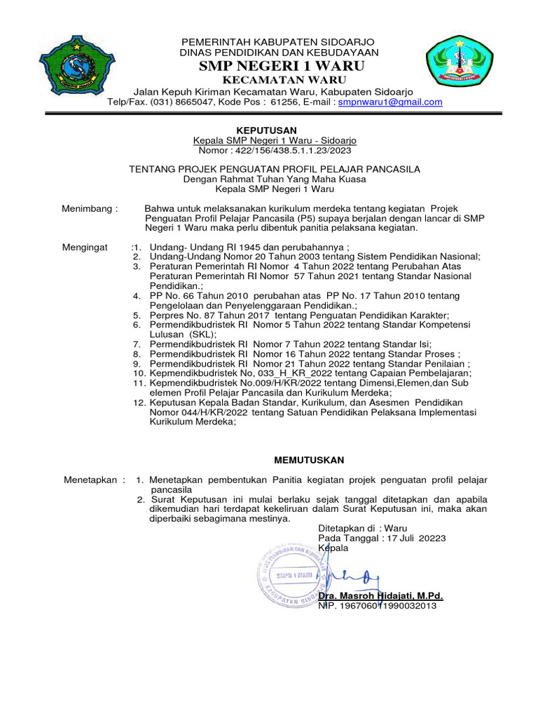 SK Projek P5 Tahun 2023 | PDF