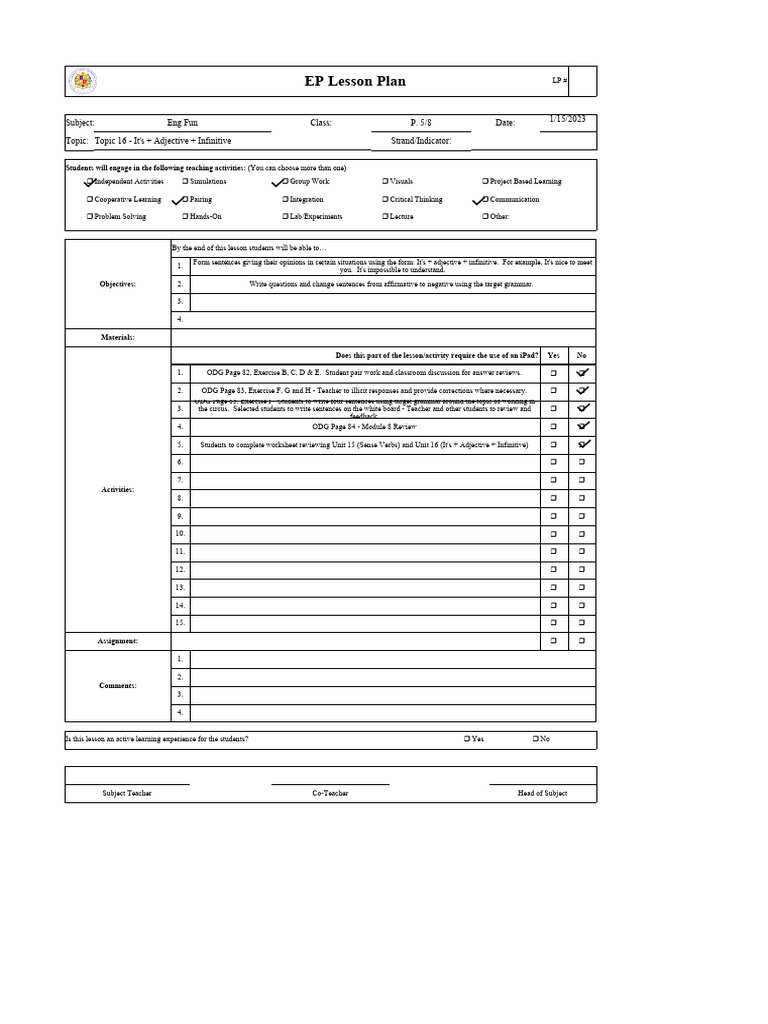Acsp - Ep - Lesson Plan - Darren - Harding - P5 - Eng - Fun - 15 - Jan ...
